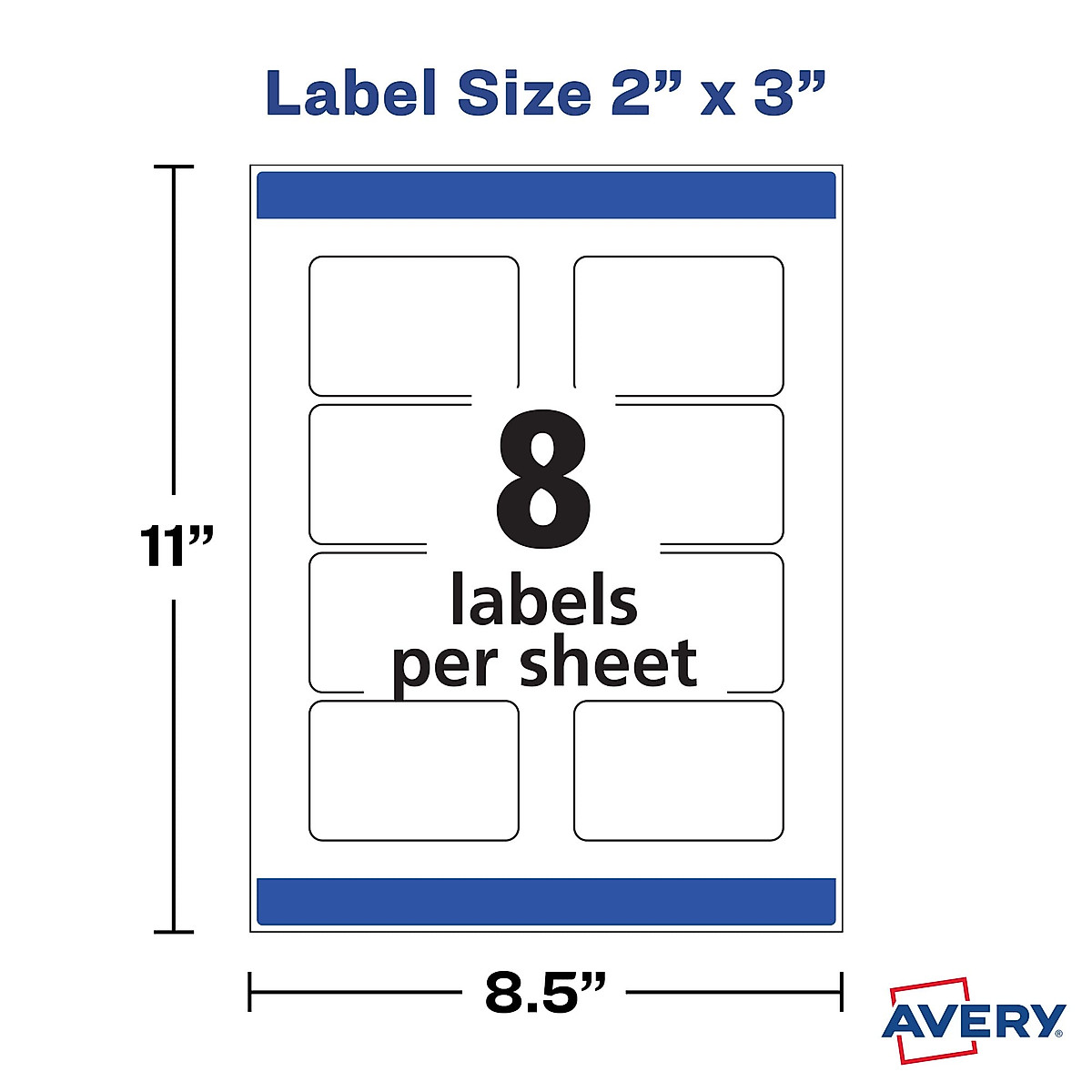 Avery Printable Blank Rectangle Labels, 2" x 3", Glossy Crystal Clear, 80 Customizable Labels (22822)