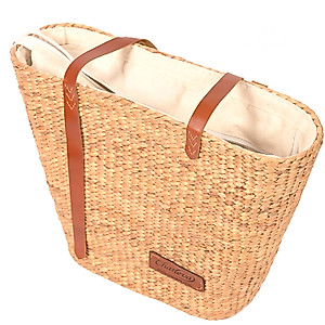 CM Comay Craft Water Hyacinth Bag 18 in, Straw Tote Bags For Women, Beach Bags For Women, Rattan Bag Oversized Beach Bag