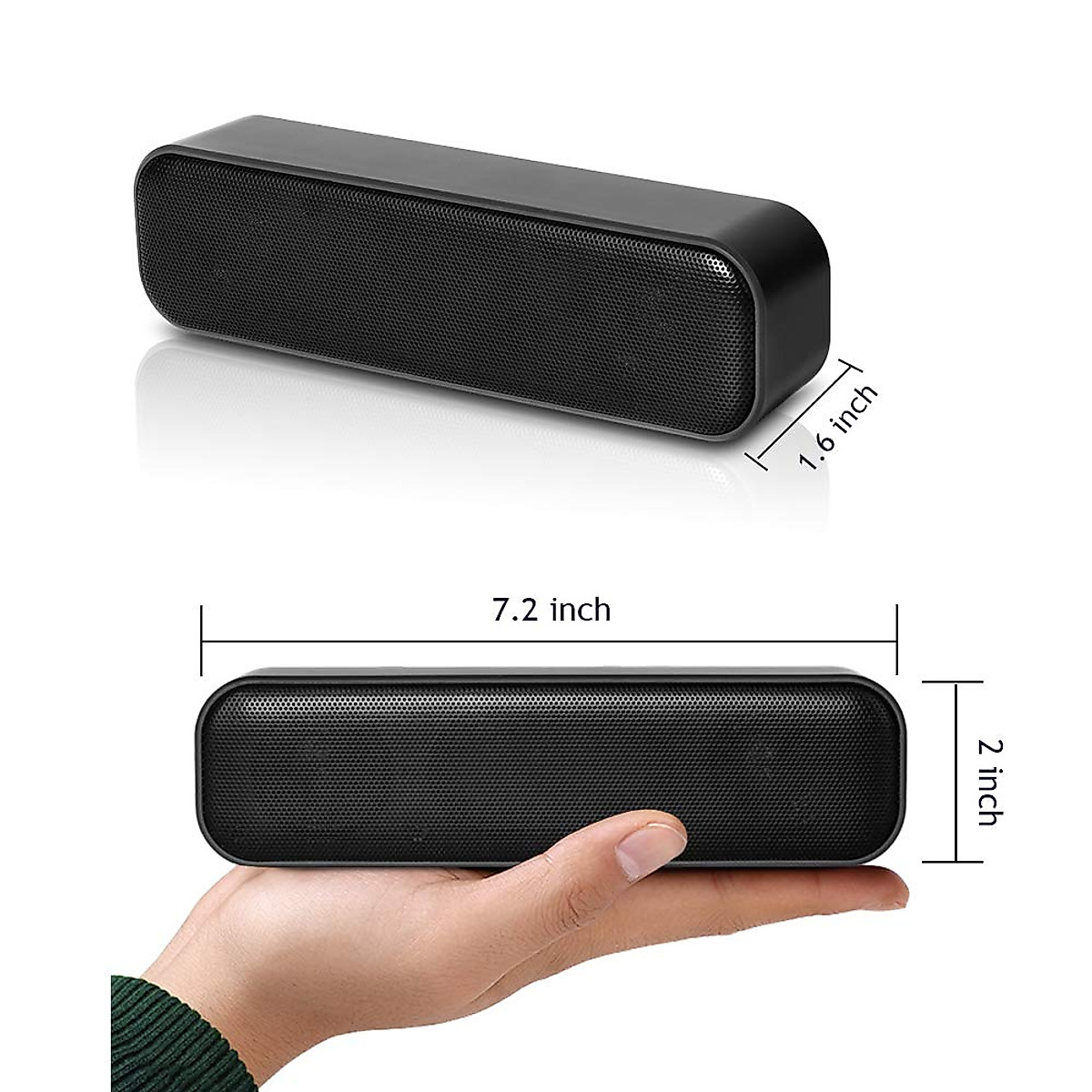 USB Computer Speaker,USB Powered Mini Soundbar Speaker,Laptop Stereo Speakers with Space Saving Design for Computer Laptop Desktop PC Dorm Offce Desk Restaurant