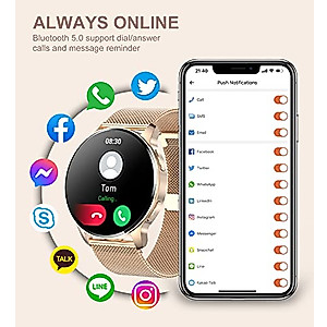 Iaret Smart Watch for Women (Answer/Make Call), Fitness Tracker for Android and iOS Phones Waterproof Smartwatch with 1.32" HD Full Touch Screen AI Voice Control Heart Rate Sleep Monitor Pedometer