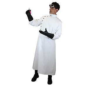 Historical Emporium Men's Cotton Twill Mad Scientist Howie Lab Coat, Victorian Steampunk Halloween Costume Cosplay S White