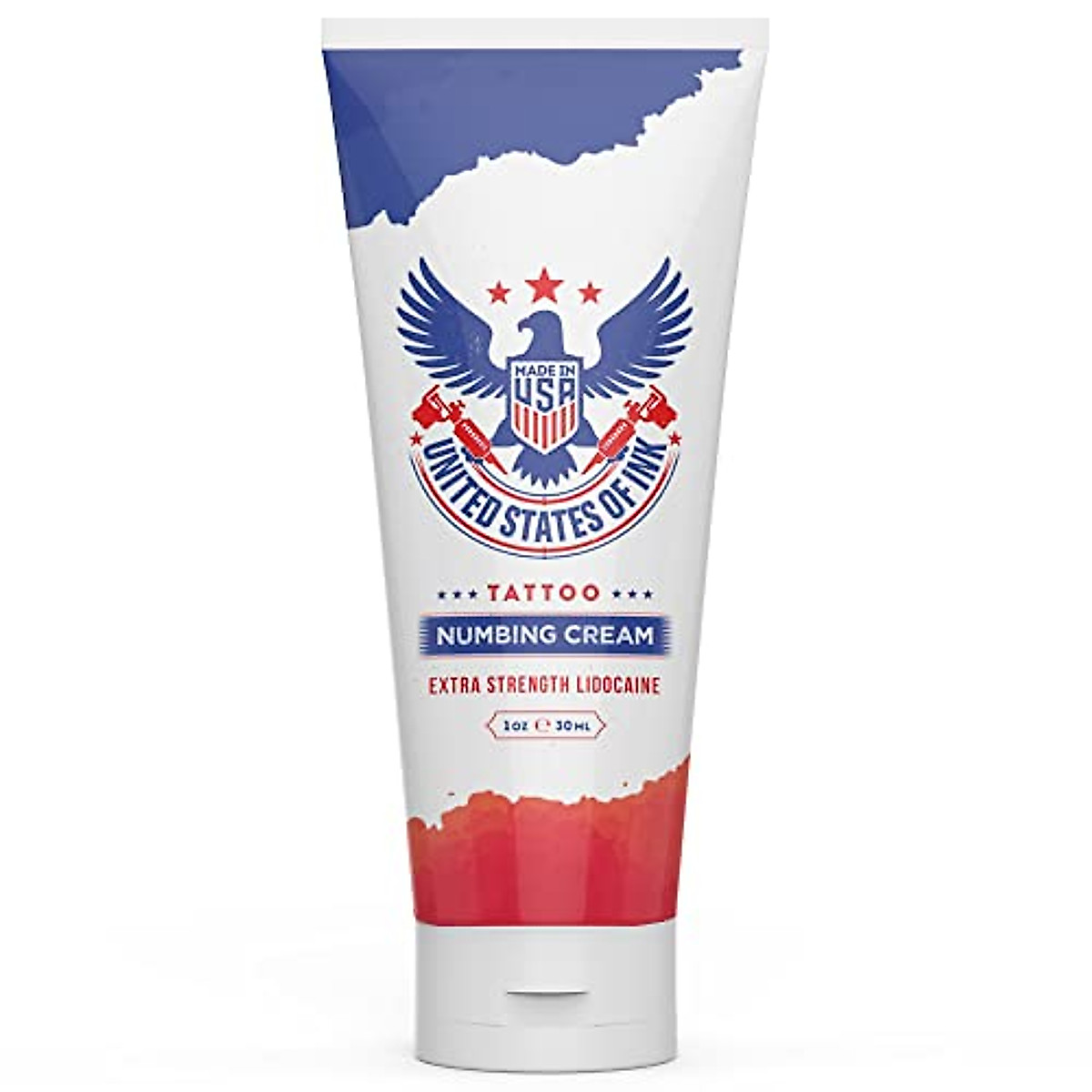 United States of Ink Premium Tattoo Numbing Cream - Topical Anesthetic 4% Lidocaine Cream - Pain Relief Skin Numbing Cream for Tattoos, Microneedling, Waxing - Maximum Strength Formula - 1 oz(30 mL)
