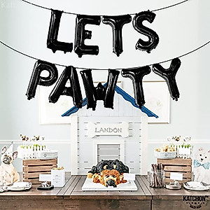 KatchOn, Black Lets Pawty Balloons - 16 Inch | Dog Birthday Party Supplies, Lets Pawty Banner for Dog Birthday Decorations | Lets Pawty Birthday Decorations, Puppy Party Balloon, Dog Party Decorations