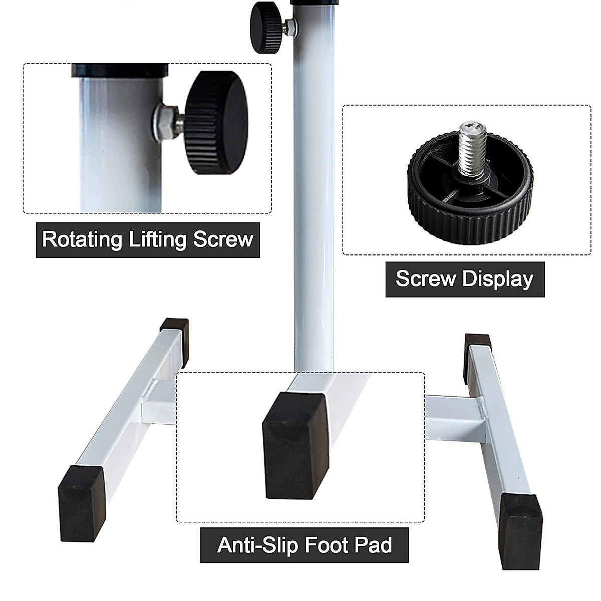 CHAOEEMY Pedicure Foot Rest Adjustable Manicure Height Technician Stand Stool with Non-Slip Legs Nail Equipment Salon Spa,White