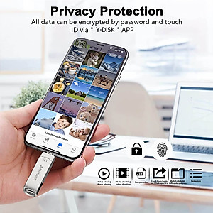 Aramsen Flash Drive 1TB iPhone Photo Stick, USB 3.0 Flash Drive Photo Stick Memory Stick External Storage for iPhone/iPad/Android/PC（Silver