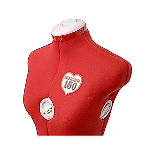 SINGER | Adjustable Red Dress Form, Fits Sizes 4-10, Foam Backing for Pinning, 360 Degree Hem Guide - Sewing Made Easy