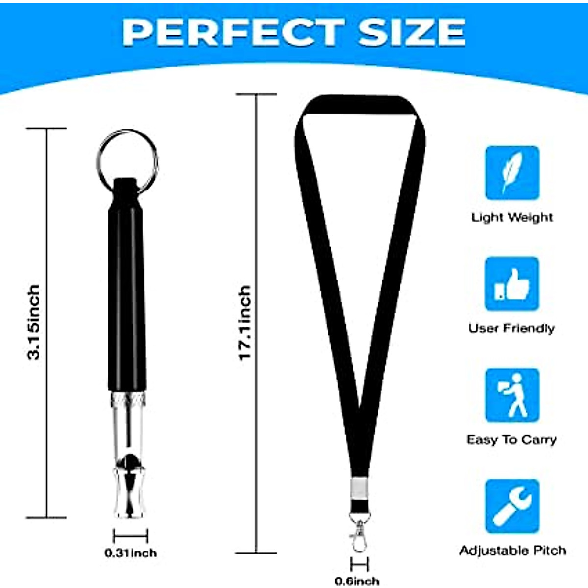 JEKJOL Pack of 2 Ultrasonic Dog Whistle, Professional Dog Whistle Training with Adjustable Frequencies to Recall, Dog Whistle to Stop Barking & Control Your Dog with Lanyard