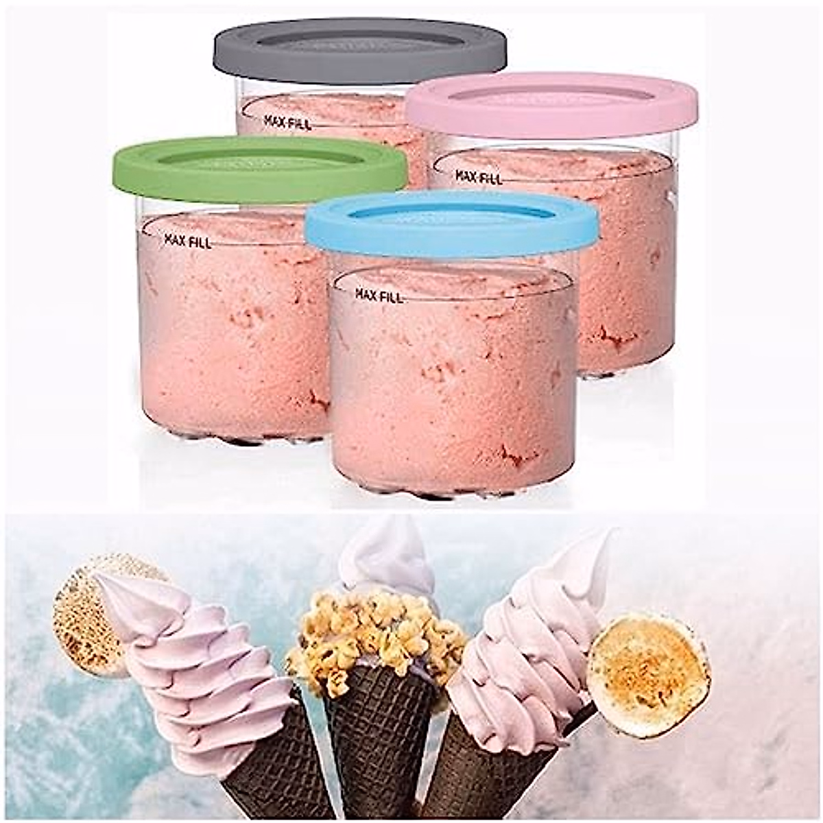 Creami Deluxe Pints, for Creami Ninja,16 OZ Pint Storage Containers Bpa-Free,Dishwasher Safe for NC301 NC300 NC299AM Series Ice Cream Maker