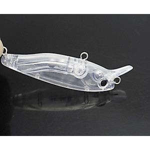 10PCS Unpainted Lure Blanks 6.36g 6.6cm with Free 6mm Eye Crankbait Simulation Blank Body Clear Hard Baits Trout Salmon Minnow Lure Popper Lures Topwater Freshwater 8423