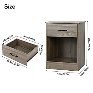 TUSY Black Nightstand with Drawer, Bedside Table Side Table for Small Place, Bed Table End Tables for Living Room Bedroom