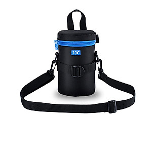 JJC Camera Lens Pouch Case for Canon RF 85mm EF-S 55-250mm EF 24-70mm Nikon Nikkor AF 70-300mm & More, Zipper Polyester Lens Protective Bag Interior Size 3.1x6.1”