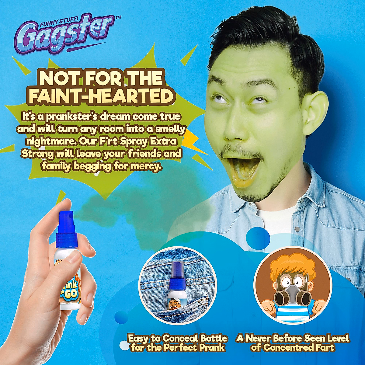 Gagster Stink Spray to Go - Extra Strong Fart Spray for Hilarious Gags & Pranks - Non-Toxic Potent Prank Spray Perfect for Kids & Adults - Easy to Conceal in a Bottle for Prank Lovers