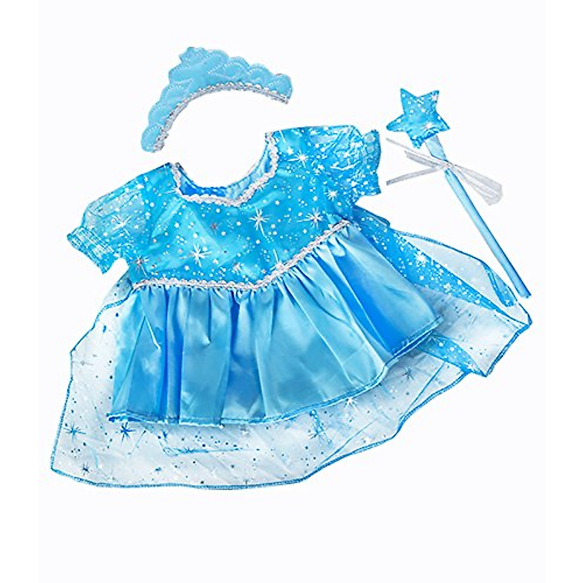 Blue Snow Princess Gown Teddy Bear Clothes Outfit Fits Most 14" - 18" Build-a-bear and Make Your Own Stuffed Animals