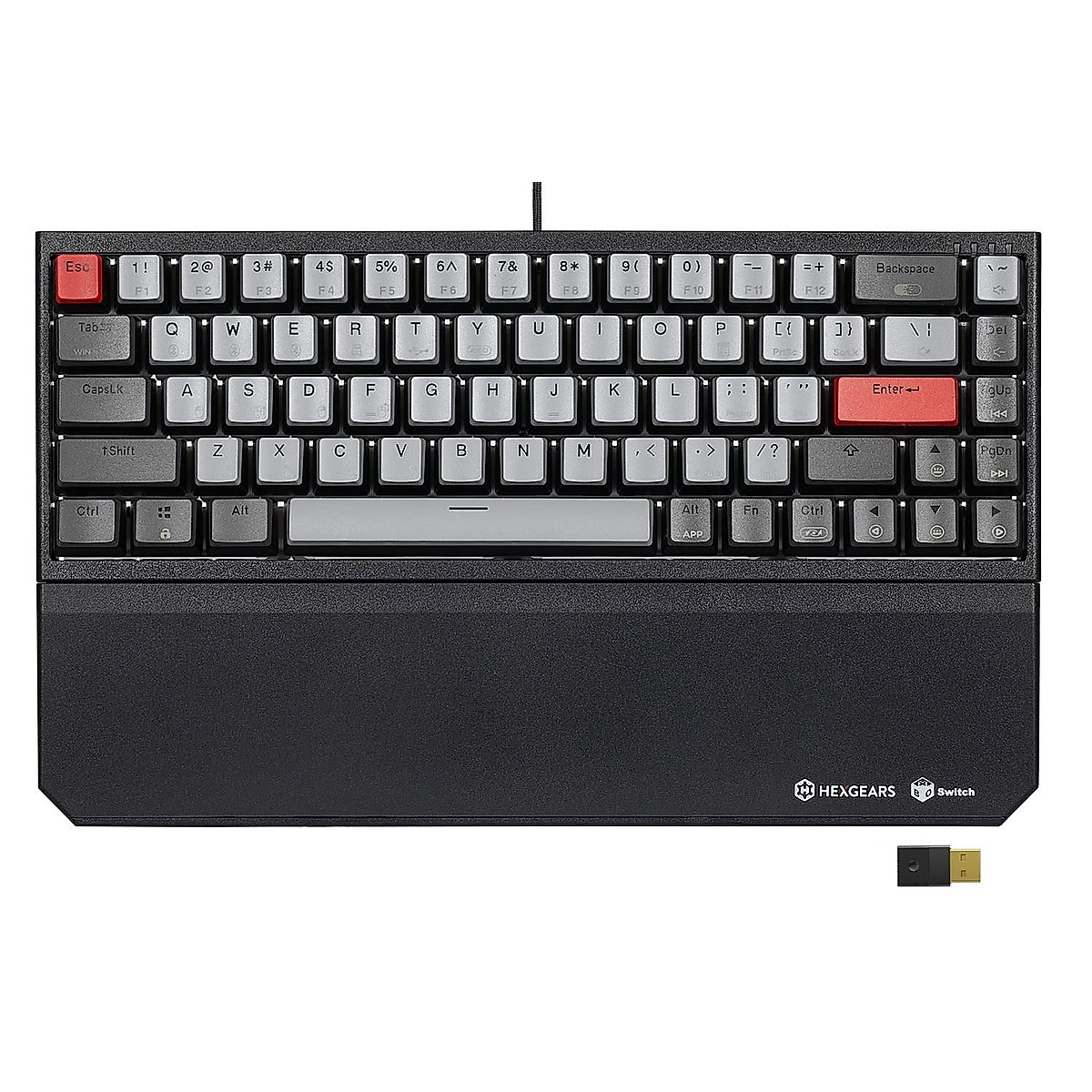 Hexgears PowerBlade X1 Pro Wireless Mechanical Keyboard, 3-Mode Connectivity, 65% Gaming Keyboard, Double-Shot PBT Pudding Keycaps, Hot-Swappable Kailh Box Switches, N-Key Rollover, Wrist Rest