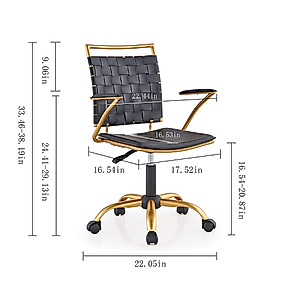 CAROCC Gold Office ChairGold Desk Chair Office Chair in Gold Modern Home Office Chair Gold Office Chair Gold Legs (3013 Gold Black)