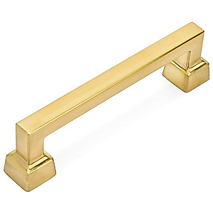 Cosmas 10 Pack 1481-128BB Brushed Brass Contemporary Cabinet Hardware Handle Pull - 5" Inch (128mm) Hole Centers