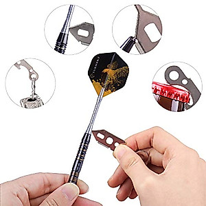 Darts Metal Tip Set, Brass Darts Steel Tip Set Professional for Bristle Dartboard, 3 Pieces 20 Grams and 3 Pieces 22 Grams Steel Tip Darts with 21 Extra Flights and a Darts’ Tool (1)