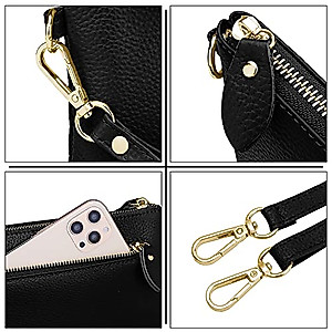 YALUXE Women Wristlet Clutch Genuine Full Grain Leather Crossbody Purse Smartphone Signature Wallet Strap