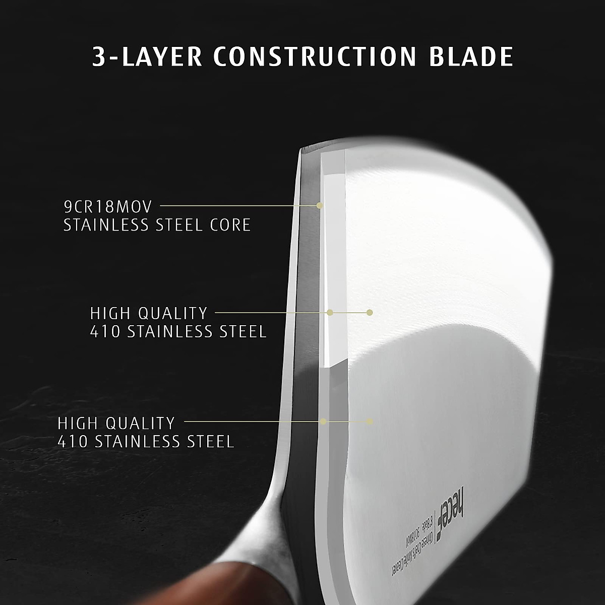 hecef 8 Inch Chinese Cleaver Kitchen Knife, Vegetable Meat Cleaver Chef’s Knife Made of High Carbon Steel & Ergonomic Cuibourtia Handle, Sharp Kitchen Cutlery for Home & Restaurant with Gift Box