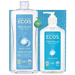 ECOS Non Toxic Dish Soap/Baby Dish Soap/Non Toxic Hand Soap/Biodegradeable Washable Cleaning Sponge/FREE Save the Planet Sticker