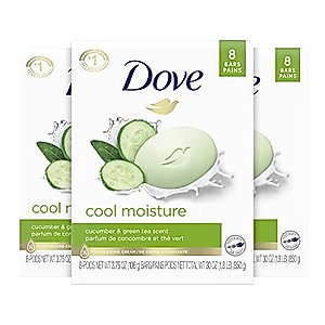 Dove Skin Care Beauty Bar For Softer Skin Cucumber And Green Tea More Moisturizing Than Bar Soap 3.75 oz 24 bars