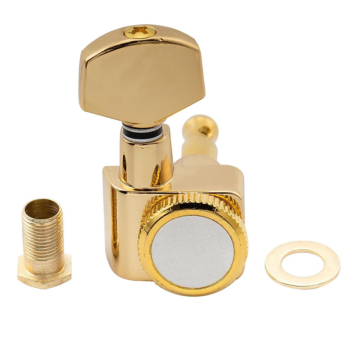 Musiclily Pro 6-in-line 2-pins Guitar Locking Tuners Machine Heads Tuning Pegs Keys Set for Fender Strat/Tele, Gold