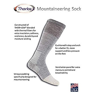 Thorlos Unisex ST Mountaineering Thick Padded Over the Calf Sock, Light Grey, Large