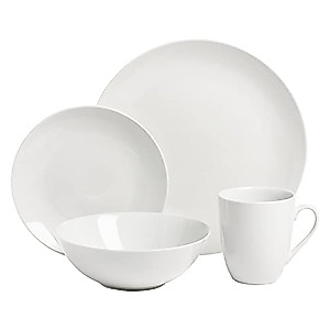 10 Strawberry Street Simply Coupe 16 Piece Dinnerware Set, White - SM-1600-CP-SW