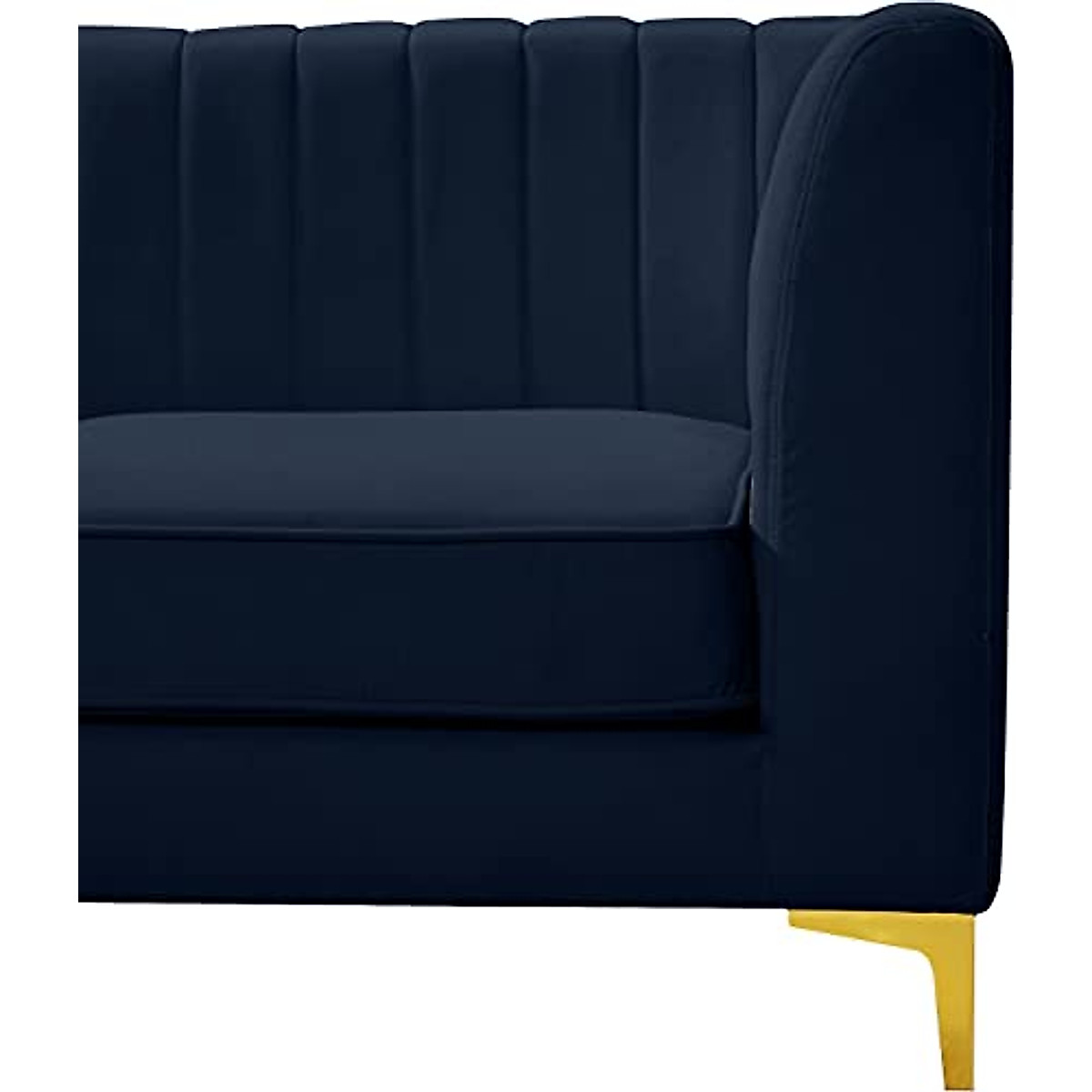 Meridian Furniture Alina Collection Velvet Upholstered Modular Sofa with Deep Channel Tufting, 119" Wide, Navy
