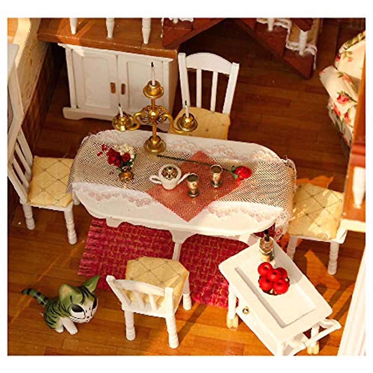 MAGQOO 3D Wooden Dollhouse Miniature DIY House Kit Tiny Mini House Kit DIY Dollhouse Miniature Kit Music Box and Glue Included(House of Fairy Tales)