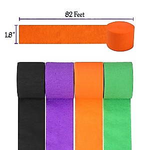 Mr. Pen- Crepe Paper Streamers, 8 pcs, 1.8" x 82ft, Crepe Paper Roll, Orange Streamers, Green Streamers, Black Streamers, Halloween Streamers, Orange Crepe Paper Halloween Decorations Party Streamers