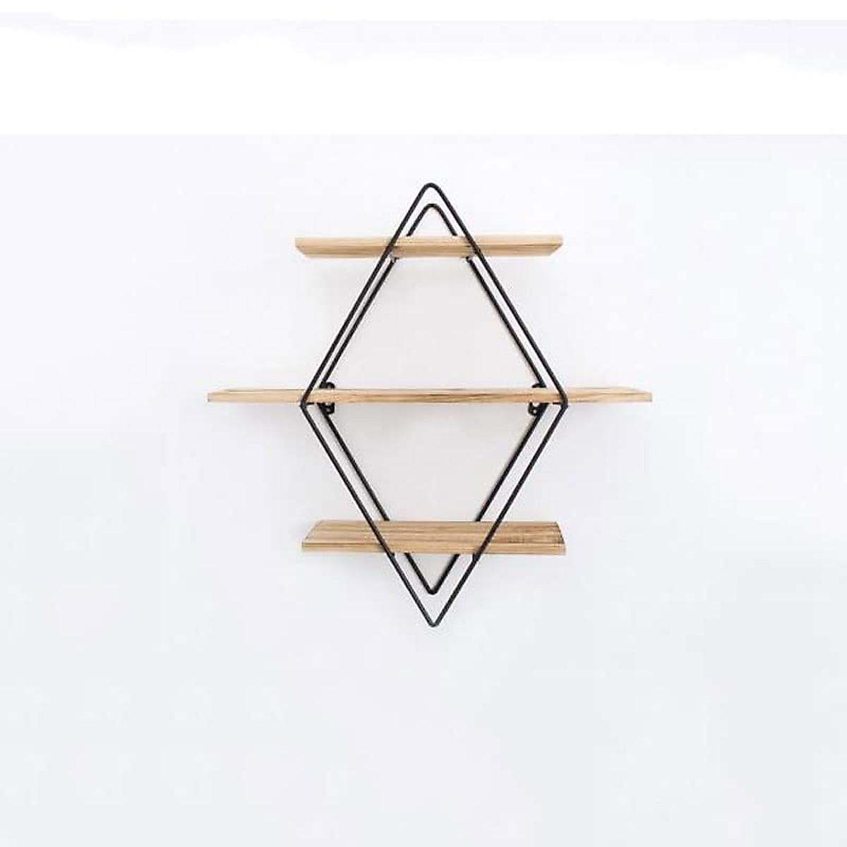 TJLSS Living Room Bedroom Metal Wall Shelf Racks Wrought Iron Wall Hanging Wooden Wall Storage Rack Creative Wall Partition