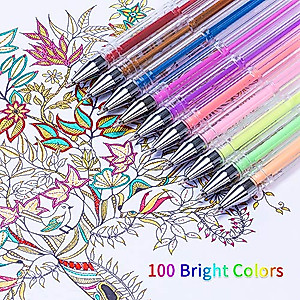 Gel Pens, Reaeon 200 Pack Pen with Case for Adult Coloring Books, 100 Color Markers Plus 100 Refills for Drawing Painting Writing.