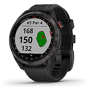 Garmin Approach S42 (Gunmetal/Black) Golf GPS Watch | Golfer's Bundle with Portable Charger & HD Tempered Glass Screen Protectors (x2) | 42,000+ Courses, Green View True Shape, & F/M/B Yardage