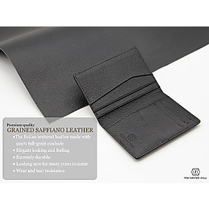 The Tanned Cow Slim Minimalist Wallet for Men Women, Mini Thin Leather Bifold, Front Pocket Credit Card Holder with RFID Blocking, including Gift Box (Black)