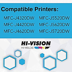 HI-VISION HI-YIELDS Compatible LC205xl Ink Cartridges Replacement for Brother LC-205xl Work with MFC-J4320DW J4420DW J4620DW J5520DW, (2X Cyan, 2X Magenta, 2X Yellow, Total 6-Pack)