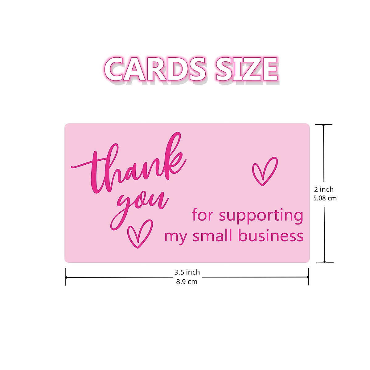 Fiercy Pink Thank You Cards Small Business, 2 * 3.5 Inch Small Business Thank You Cards, 120 Thank You for Supporting My Small Business Cards, Thank You for Your Order Cards