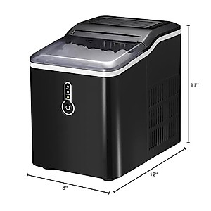 PRESTIGE CARTRIDGE26Lbs Portable Ice Maker, Compact Ice Maker Countertop Machine, 9 Ice Cubes Ready in 7 Mins, 26lbs Per Day, Bullet Shape Ice, 1.5L Electric Ice Maker, for Party Home Camping(Black)