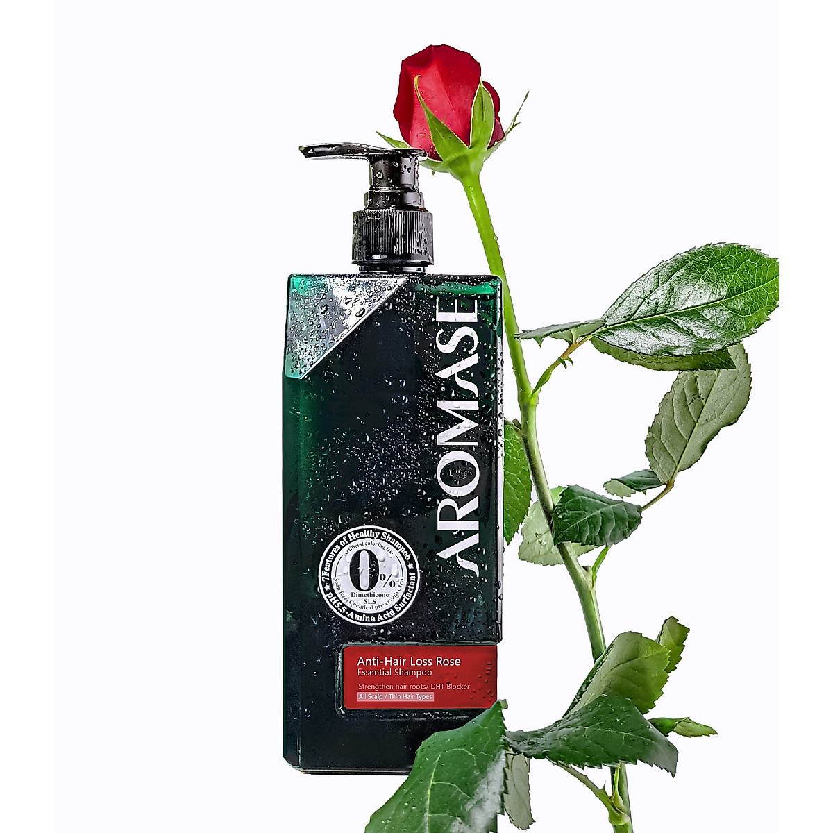 AROMASE Rose Hair Volumizing Essential Shampoo for Hair Loss, Shedding hair, Thinning hair with Natural DHT Blocker-5α AVOCUTA adds Volume For Oily, Flat Hair, Damask Rose Oil fragrance 14.1 Fl. Oz