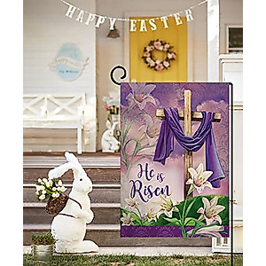 He is Risen Spring Easter Small Garden Flag Vertical Double Sided Burlap Welcome Farmhouse Yard Outdoor Decoration 12 x 18 Inches