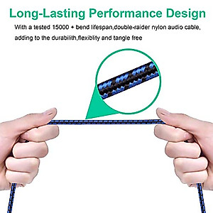 NC XQIN RCA to 3.5mm, 3.5mm to RCA Cable 20 ft RCA to Aux HiFi Sound 3.5mm to RCA Audio Cable Nylon Braided Aux to RCA Cord for Smartphones, MP3, Tablets, Speakers, HDTV