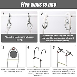 Rope Ladder, Emergency Fire Escape Ladder Flame Resistant Safety Rope Ladder with Hooks,Fast to Deploy Sturdy and Strong Portable and Reusable(16F/5M)