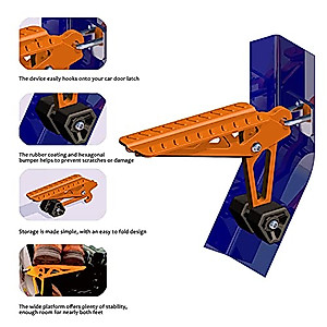 COWVIE Foldable Car Door Step Stand Pedal - Access to Vehicle's Top Roof Both Feet Stand Pedal Ladder for Most SUV Truck Jeep Orange
