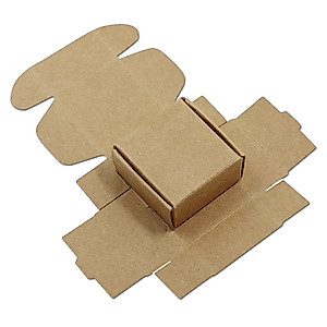PABCK 1.45x1.45x0.78 inch Mini Brown Aircraft Cardboard Jewellery Boxes Square Gift Wrapping Kraft Paper Soap Box Pack Craftwork Gift Fastener Ear Rings Small Jewellery Favor Treat Box (20)