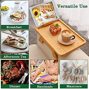 BAMBOOTRAY Couch Arm Table,Sofa Clip on Tray for Armrest Tray,Sofa Arm Table with Phone Holder,Couch Table for Living Room Bedroom,TV Tray Table for Eating & Drinking
