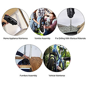 JENABOM 8 in 1 Electric Screwdriver, 3.6V Cordless Drill Screwdriver Rechargeable, 3.5N·m Max Torque Electric Screw Gun with 6 Accessory Kit, Micro USB, Front LED Light, Easy for Small Home Projects