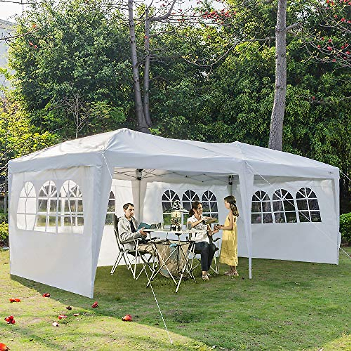 VINGLI 10x20ft Pop Up Canopy Tent with 6 Removable Sidewalls, Party Tent with Carry Bag, Outdoor Gazebo Beach Tent Camping Tent, Patio Event Tent Outdoor Canopy Commercial Canopy