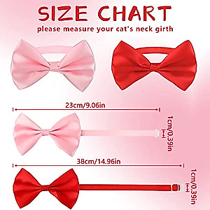 Whaline 4 Pack Valentines Day Pet Headbands and Bow tie Collar Set Cute Red Pink Polka Dot Pet Costume Accessory for Cat Puppy Rabbit Birthday New Year Valentine Party Wedding Costume Photo Prop