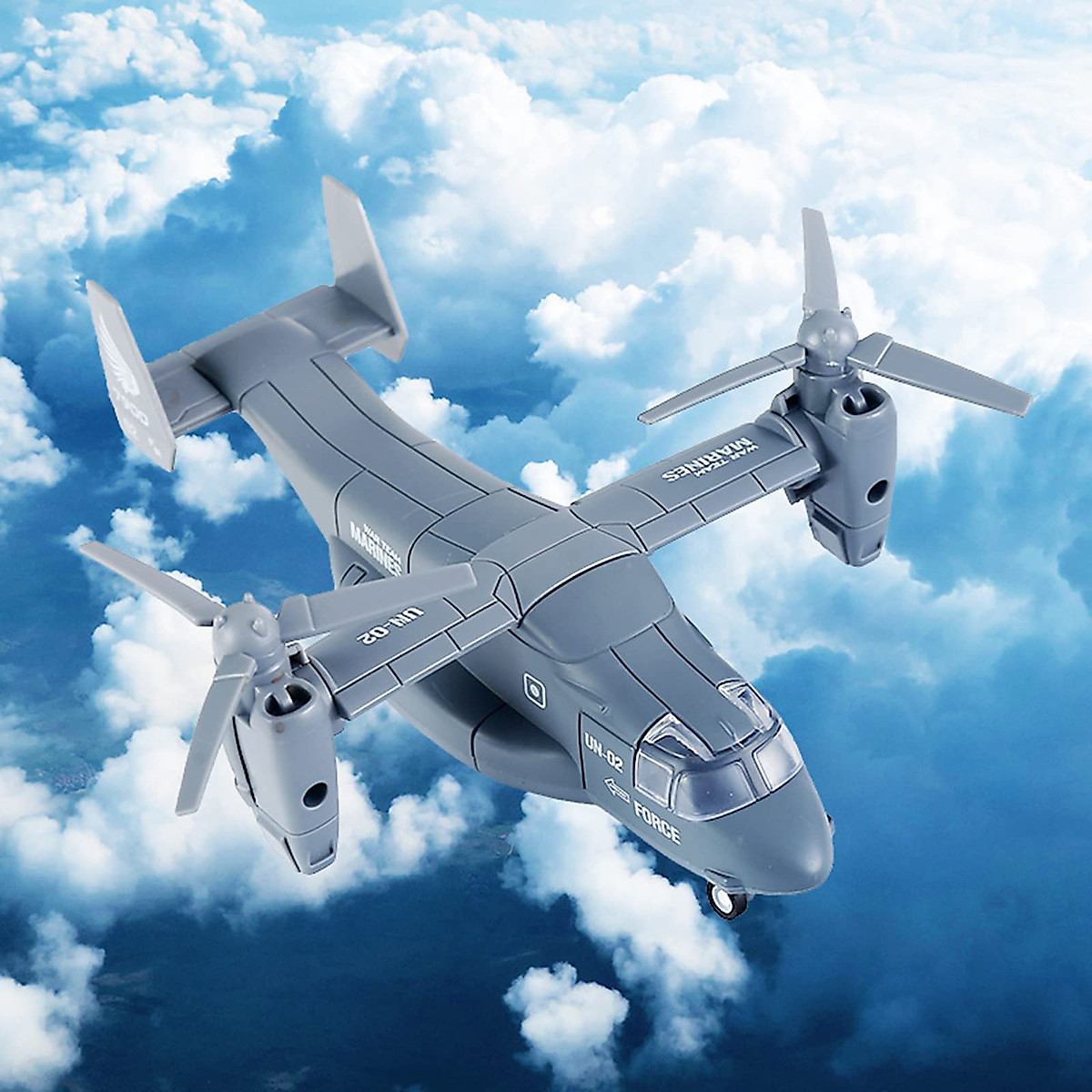 OTONOPI Military Helicopter Toy Marines Force Plane Model Alloy Plane Transport Army Aircraft Fighter Jet Die-Cast Metal Pull Back Airplanes with Lights and Sounds for Kids or Collection