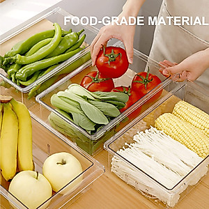 Yatmung Fridge Drawer organizer and storage clear box, under shelf drawer refrigerator for Egg/Fruit/Vegetable, refrigerator organizer bins pull out drawer, Adjustable fridge storage containers 2-Pack